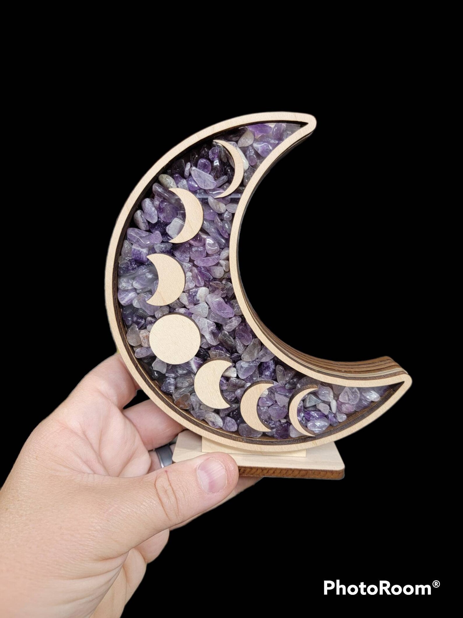 Moon Phases Shadow Box for Your Crystals Agates Beach Glass - Etsy