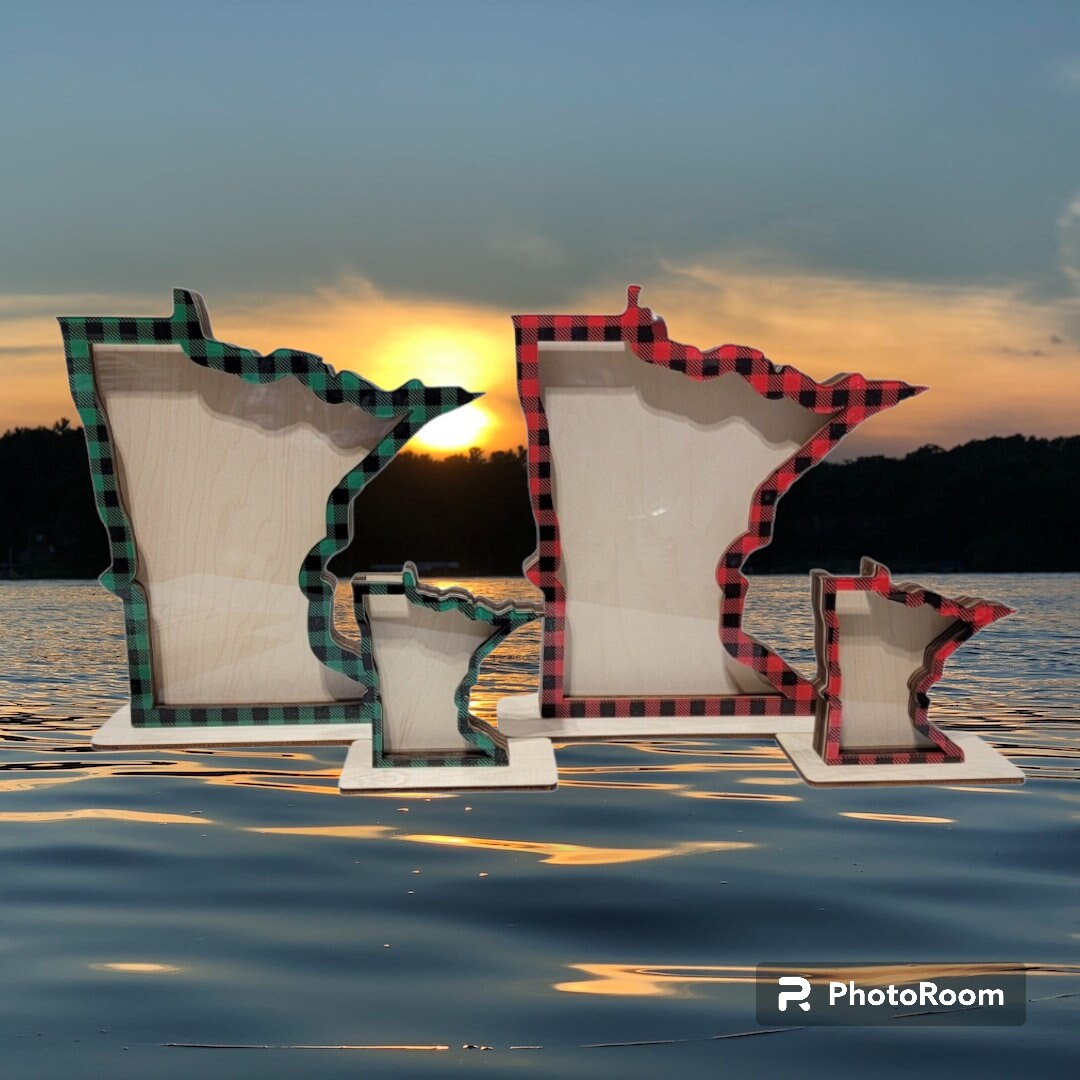 Minnesota shadow box with a sparkle Buffalo plaid for your Lake ...