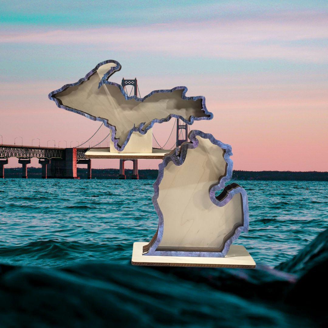 Michigan Starry Sky Shadow Box Set | Upper & Lower Peninsula - Etsy