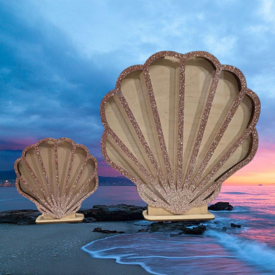 Seashell Shadow Box Rose Gold Sparkle PREMIUM for Your Seashells, Sea ...