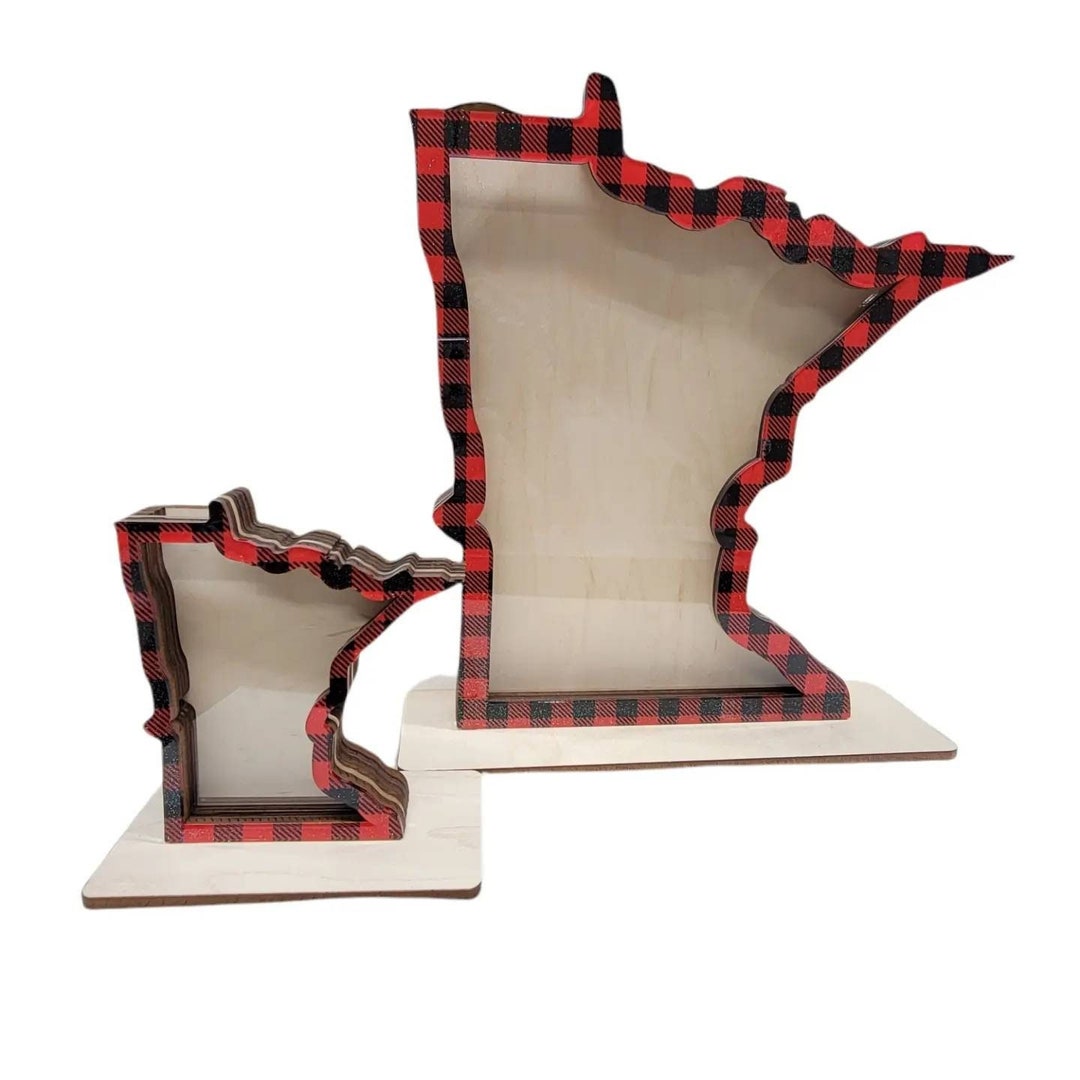 Minnesota Shadow Box With a Sparkle Buffalo Plaid for Your Lake ...