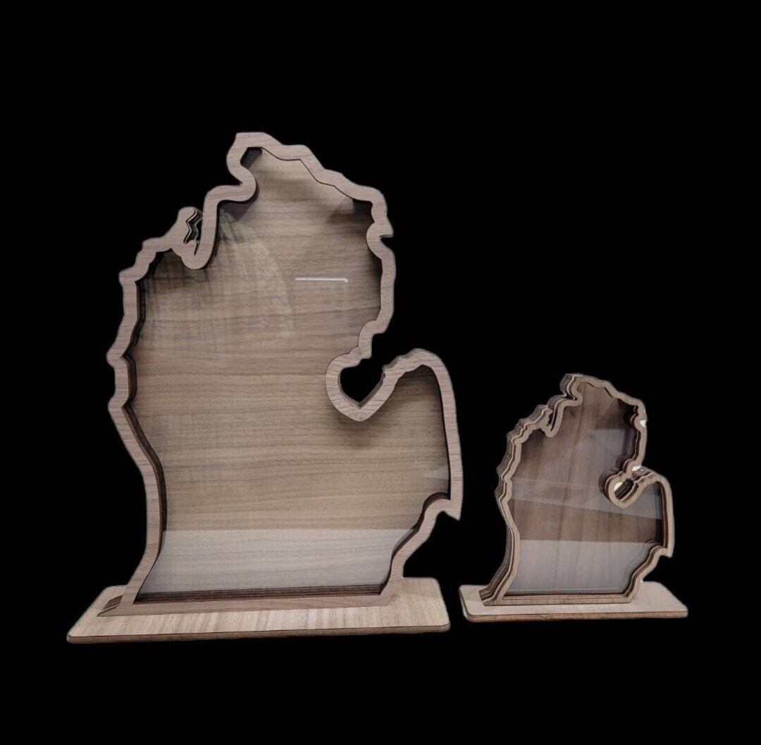 Michigan Lower Peninsula walnut the Mitten Shadow Box for Lake Superior ...