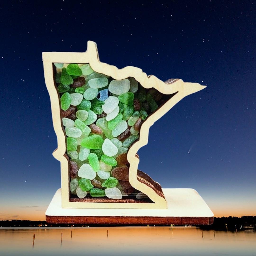 Mini Minnesota Shadow Box: Lake Superior Agate & Sea Glass Display - Etsy