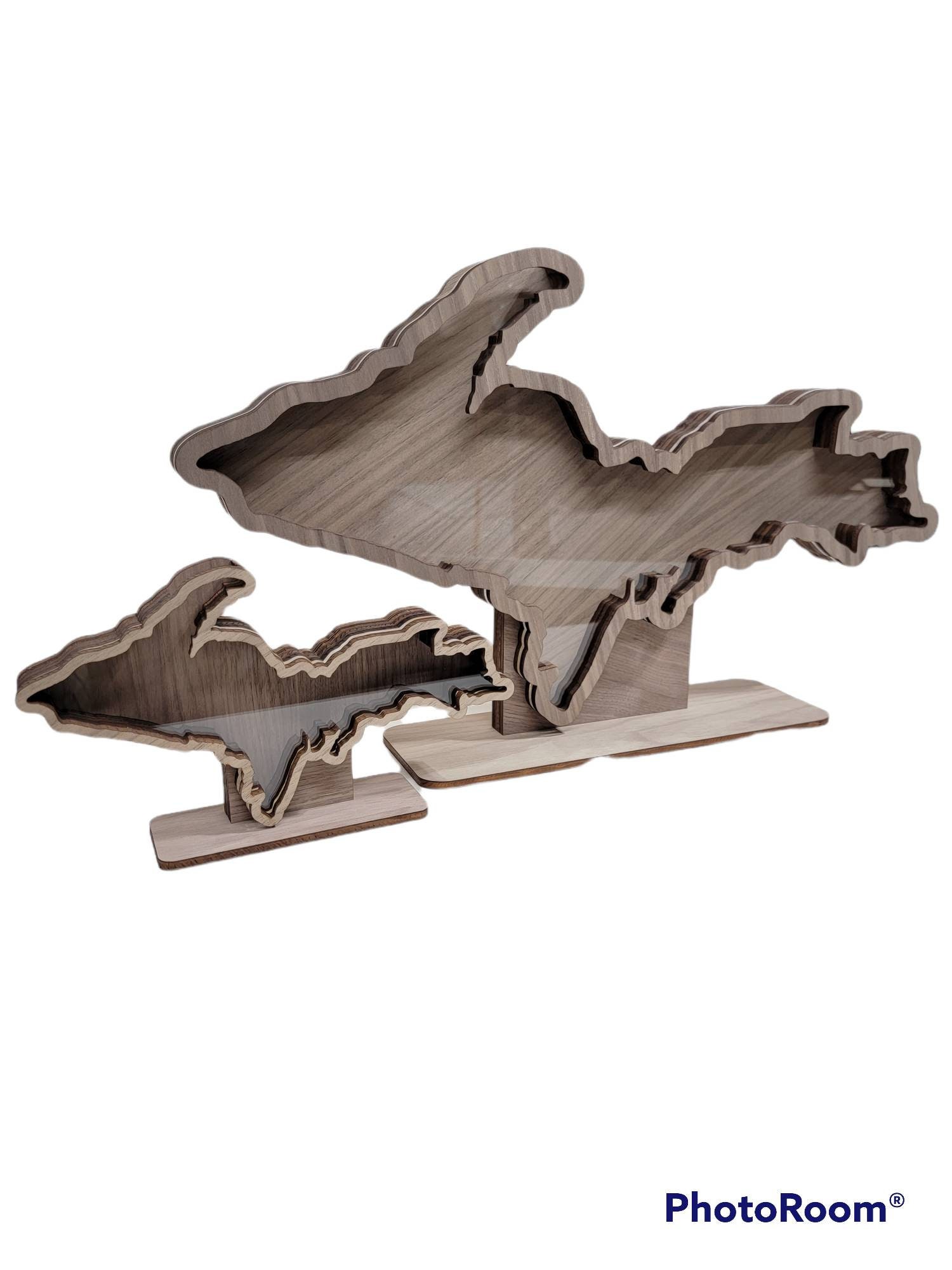 Walnut UP Upper Peninsula of Michigan Shadow Box for Lake - Etsy