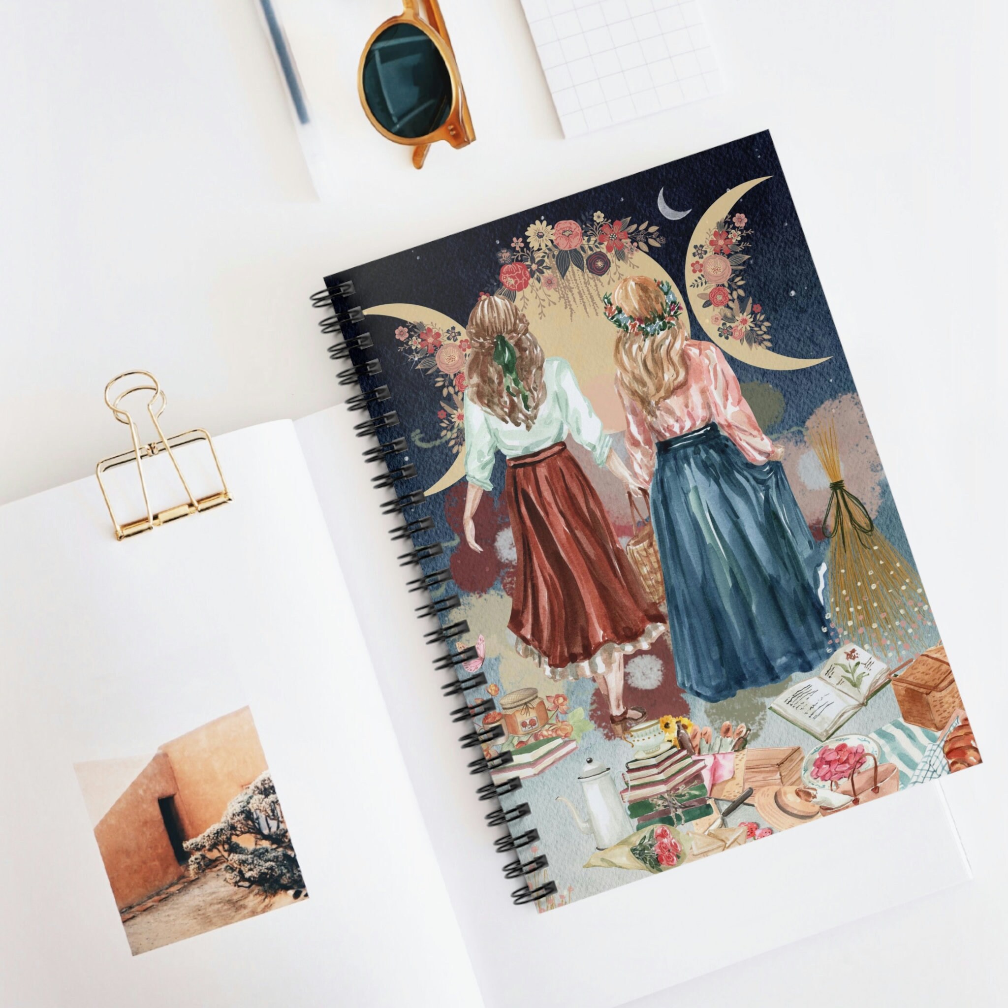 Cottagecore Moons Wlw Vintage Art Spiral Notebook Love is Love, Lgbtq ...