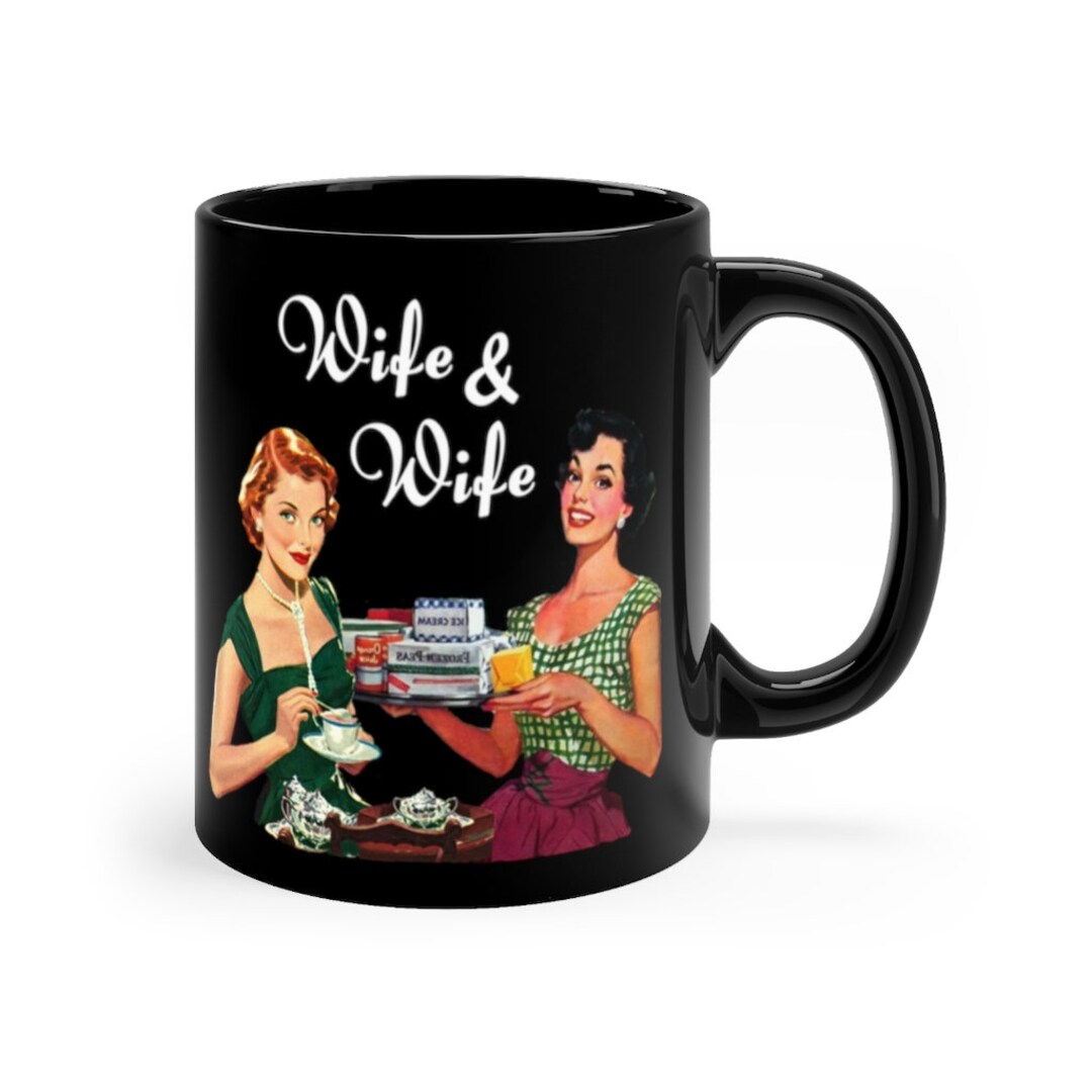 Wlw Wife 1950s Vintage Collage Retro Art Mug, Lesbian, Queer, Bisexual ...