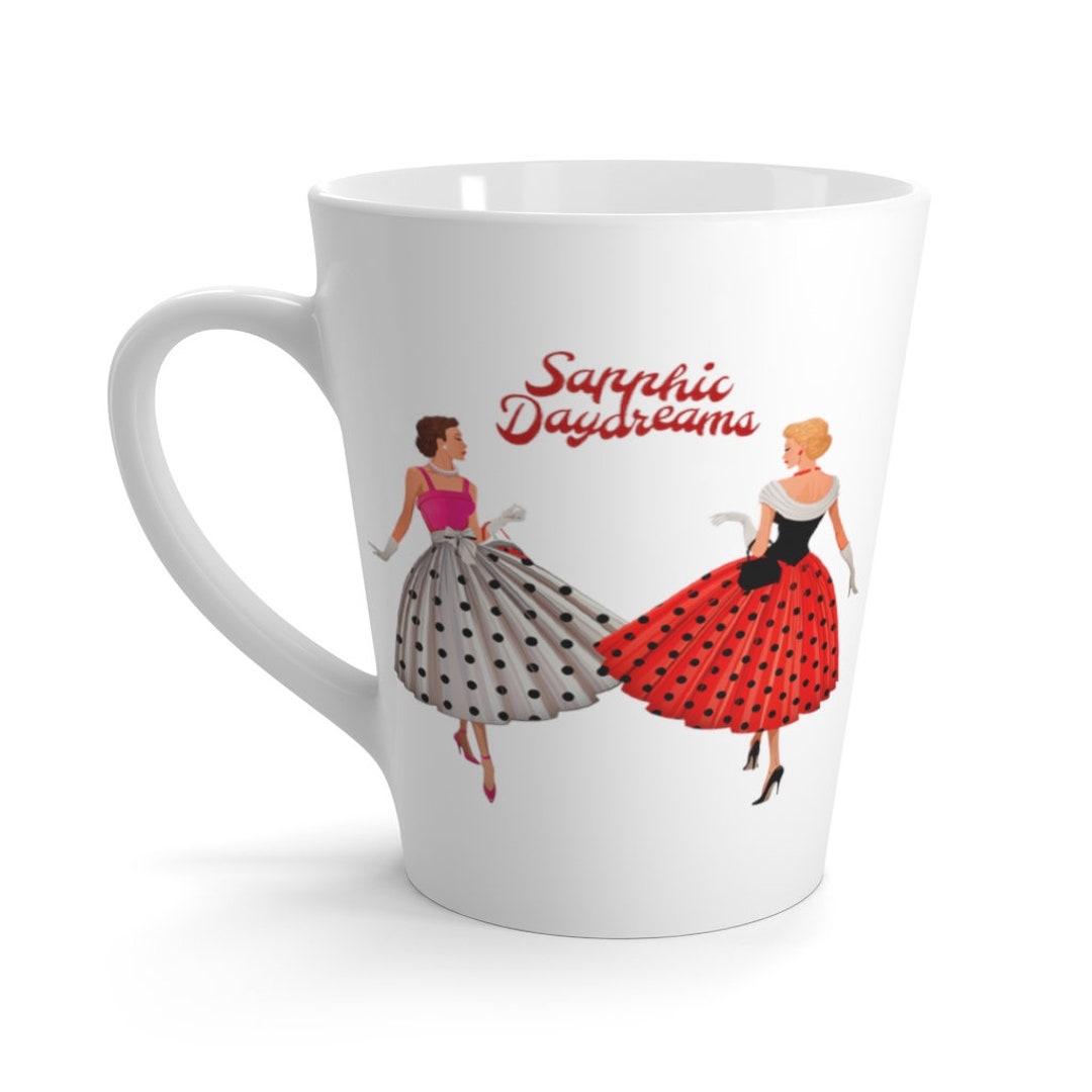 Wlw Rosy 1950s Vintage Retro Art Latte Mug, Lesbian, Queer, Bisexual ...