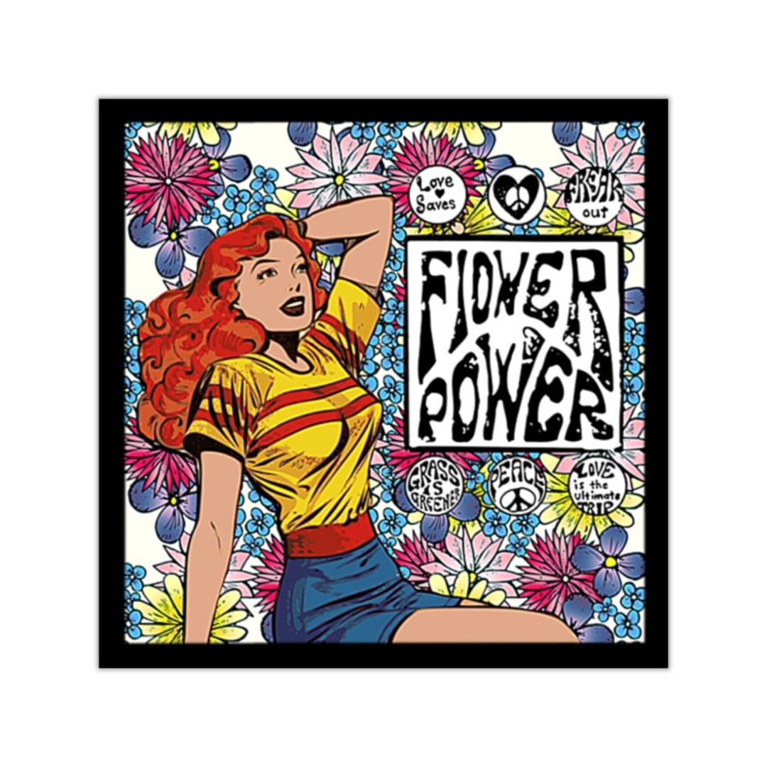Flower Power 1970s Retro Art Decor Vinyl Sticker - Etsy