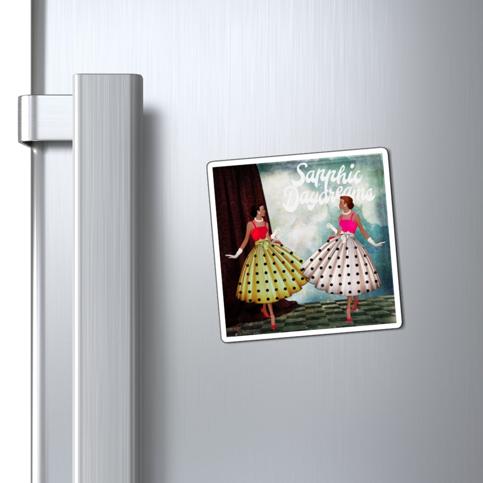 Lovely Wlw Vintage Art Magnet - Love is Love, Lgbtq Gift, Lesbian Pride ...