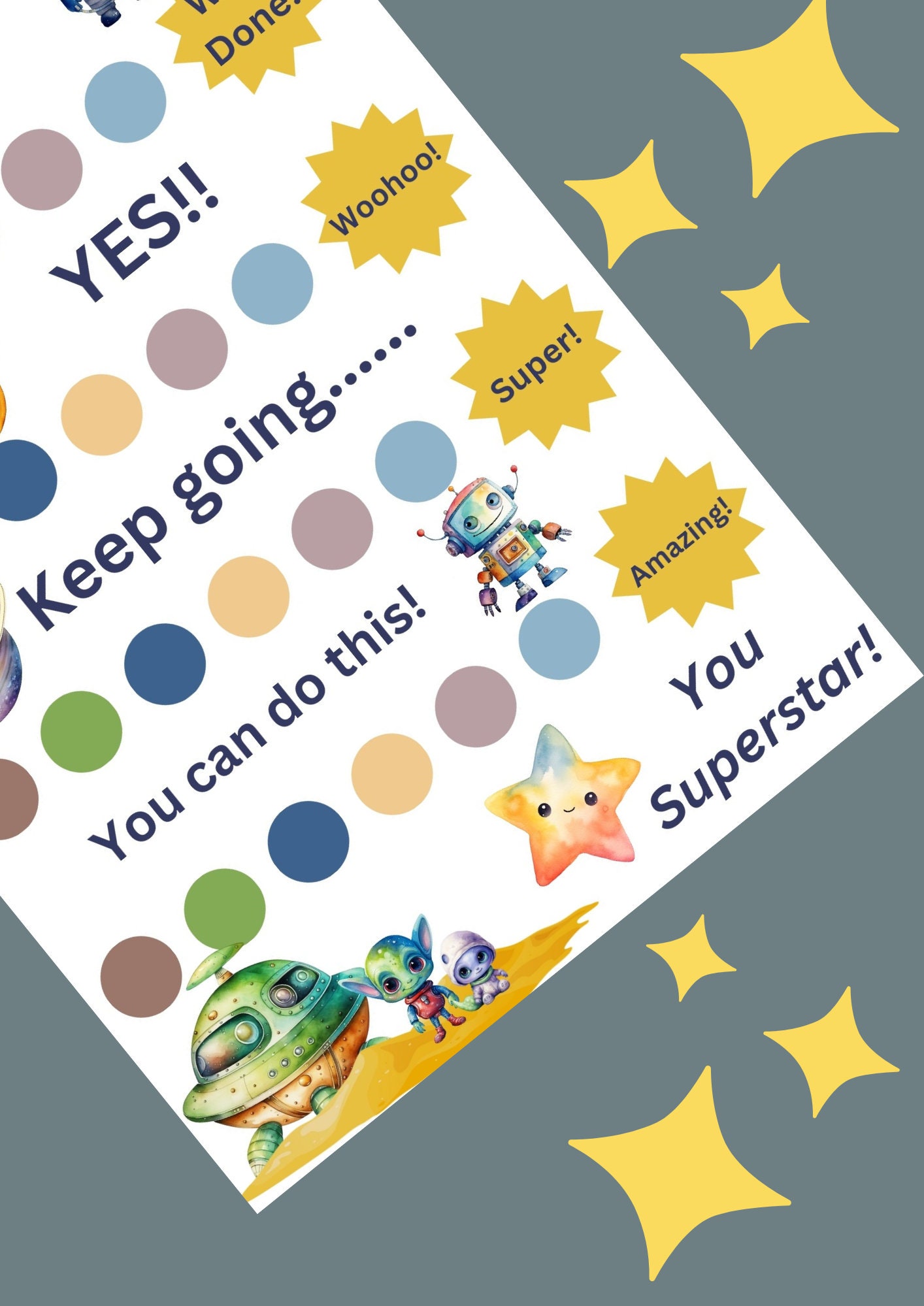 Printable Space Rocket Reward Chart for Children DIGITAL FILE Sticker ...