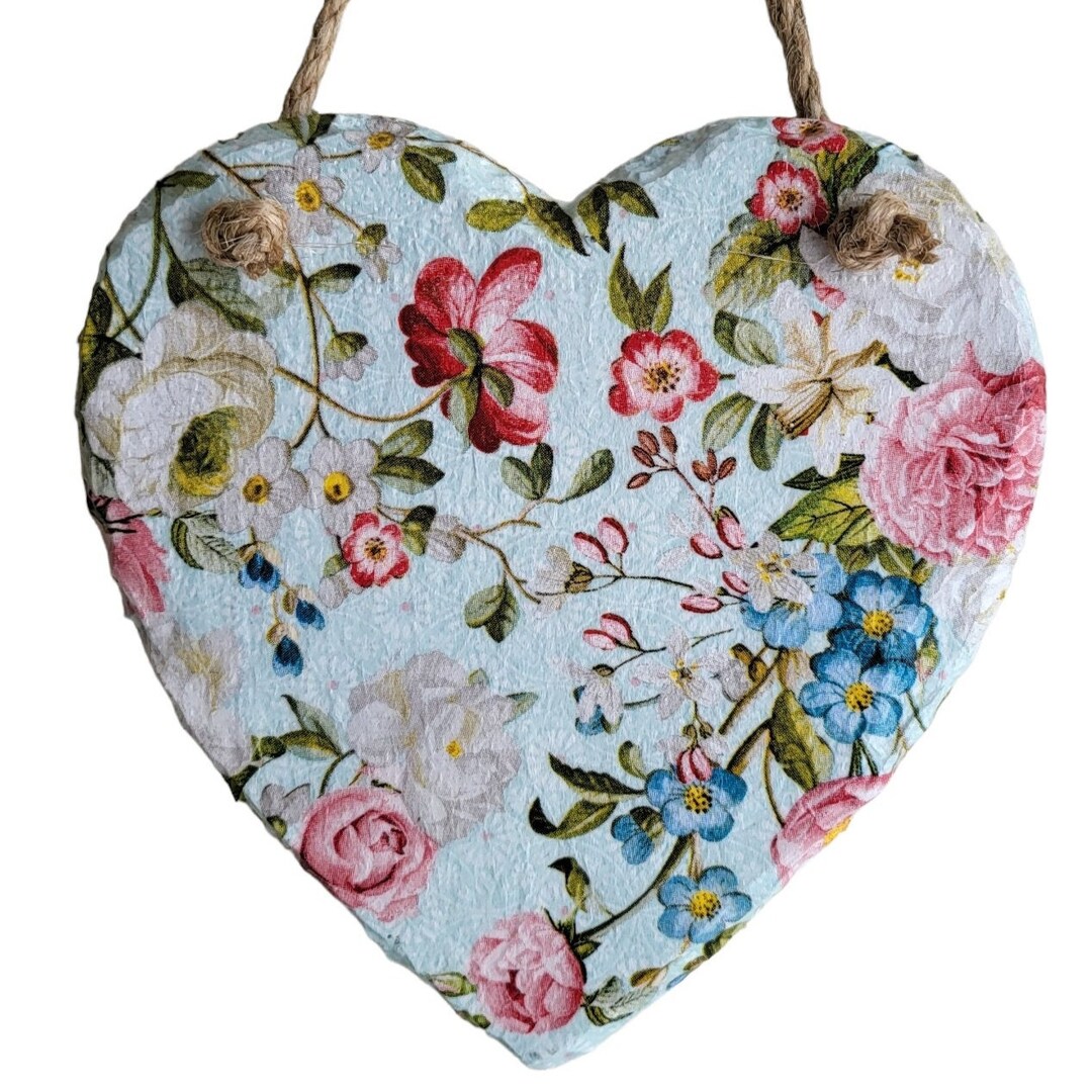 Decoupage Slate Hanging Heart - Etsy