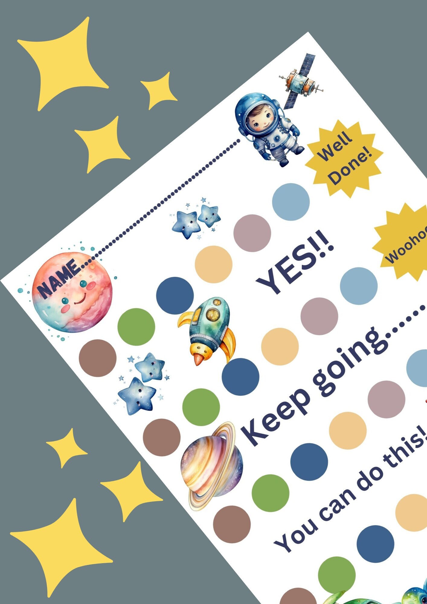 Printable Space Rocket Reward Chart for Children DIGITAL FILE Sticker ...
