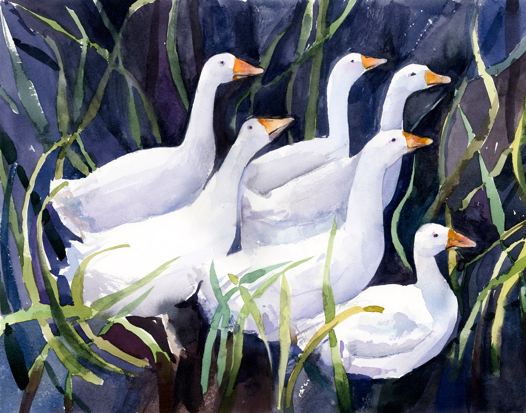 Geese Print Giclée Fine Art Print Watercolor Bird Art Geese - Etsy