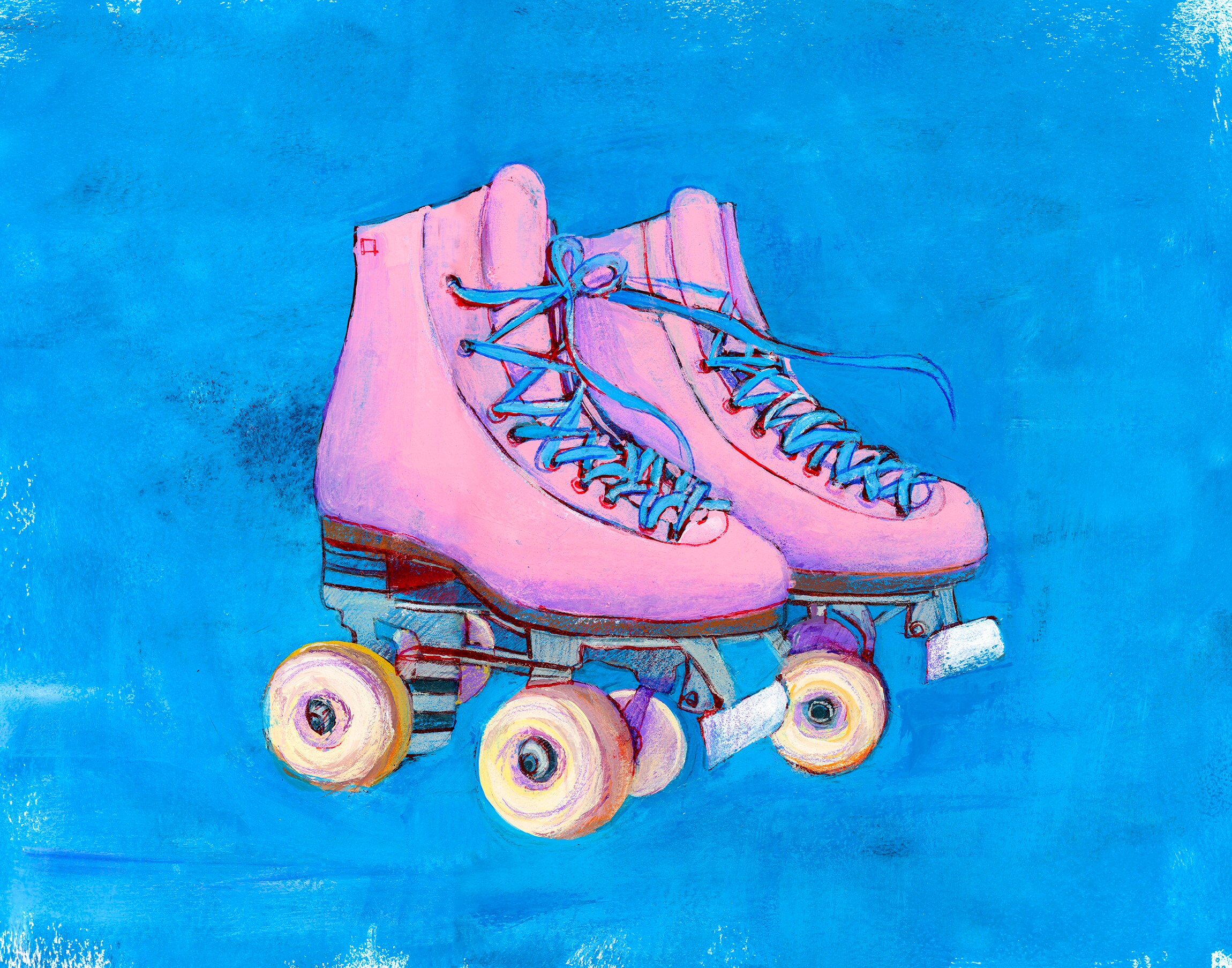 Pop Art Fine Art Print Roller Skates Painting Pop Wall Art Pink Roller ...