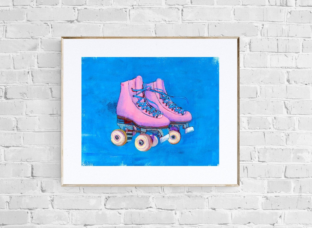 Pop Art Fine Art Print Roller Skates Painting Pop Wall Art Pink Roller ...