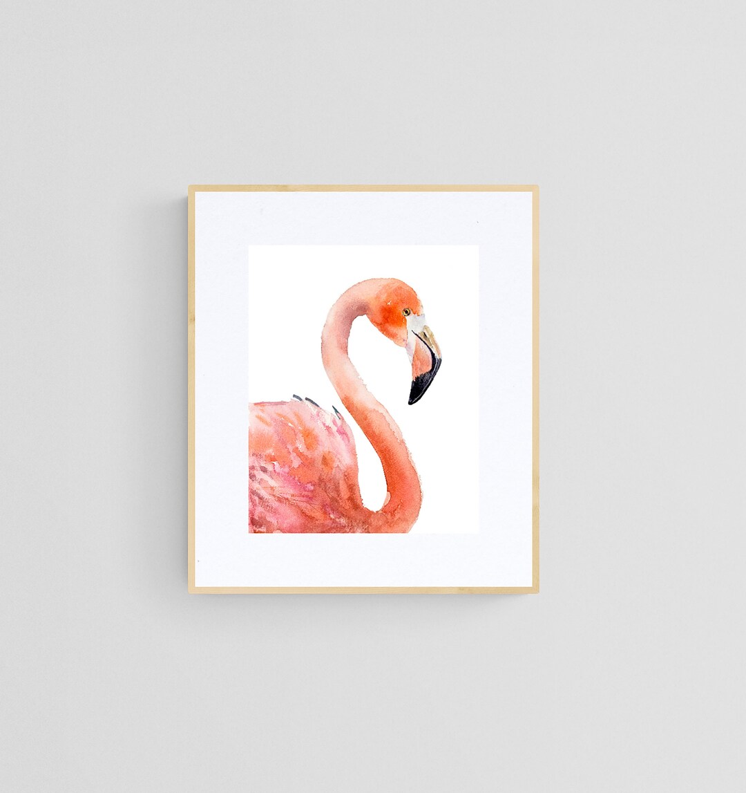 Flamingo Watercolor Print Giclée Fine Art Print Coastal Bird Wall Art ...
