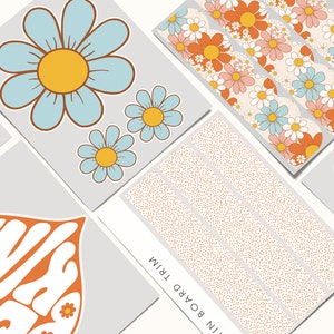 Boho Bulletin Board Kit, Retro Classroom Decor | Love Flowers Classroom ...