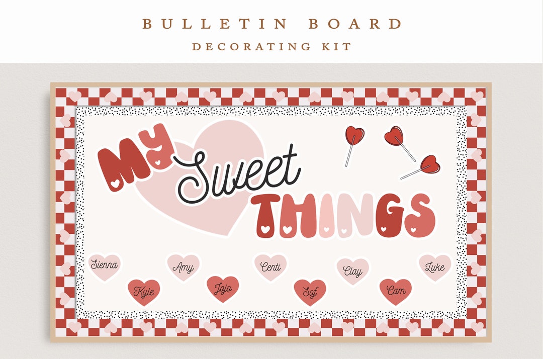 Boho Bulletin Board Kit, Retro Classroom Decor Valentine Bulletin Board ...