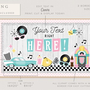 50's Diner Retro Bulletin Board Kit, 50's Decor | Retro Bulletin Board ...
