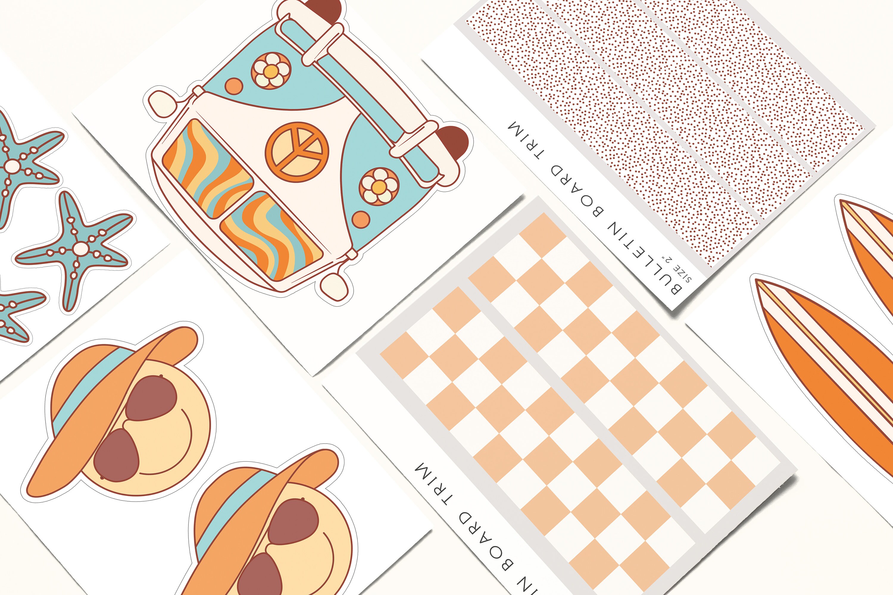 Beach Bulletin Board Kit Retro Classroom Decor Peace Out - Etsy