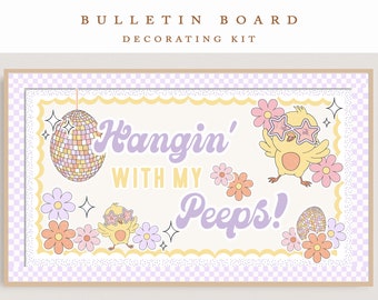 Easter Bunny Bulletin Board Kit, Pastel Bulletin Board Kit | Spring ...