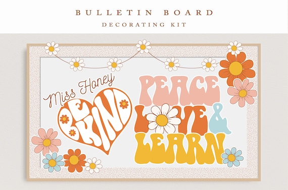Boho Bulletin Board Kit Retro Classroom Decor Love Flowers - Etsy