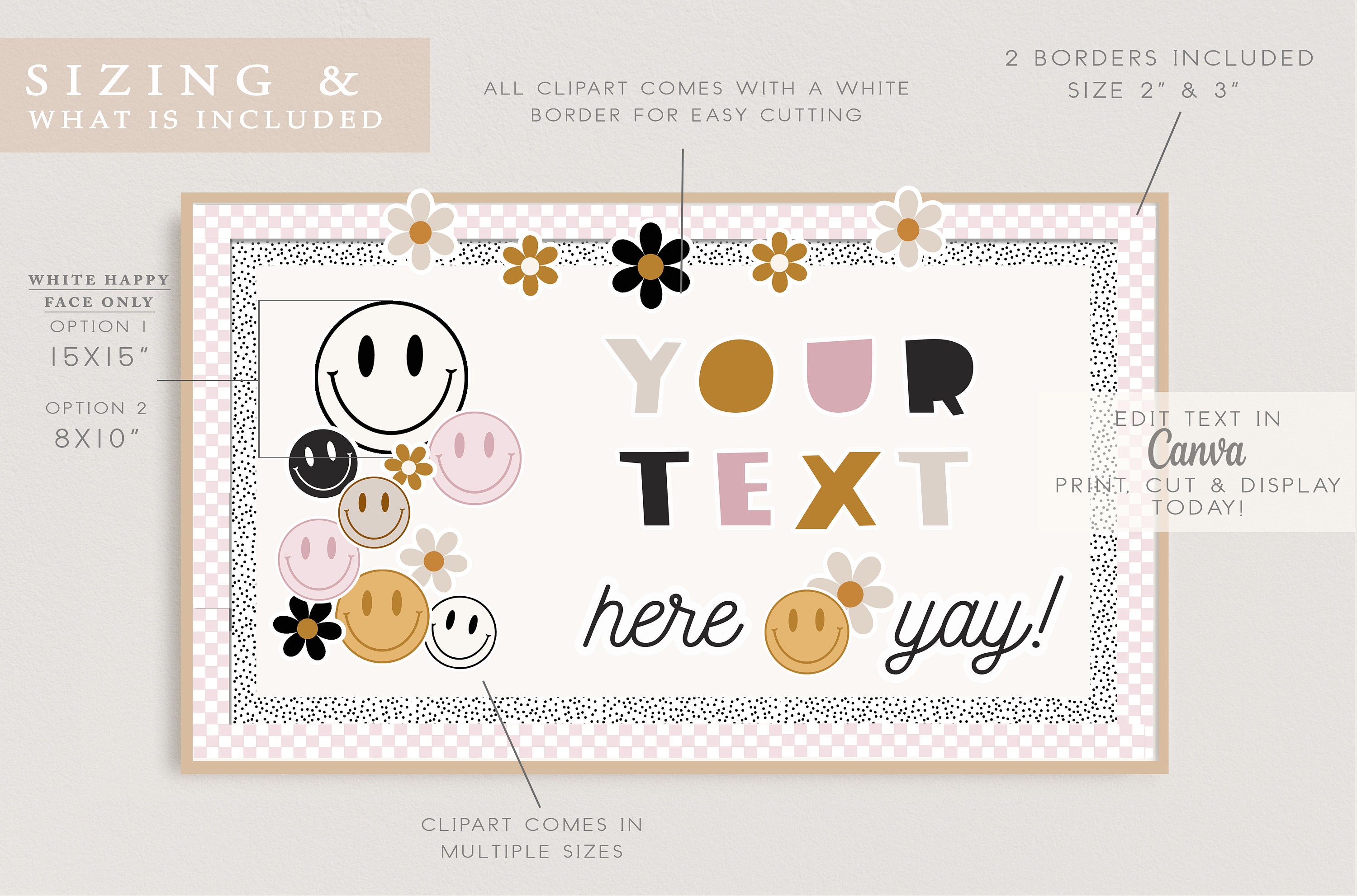 Pink Happy Face Bulletin Board Kit, Smiley Face Classroom Decor Pink ...