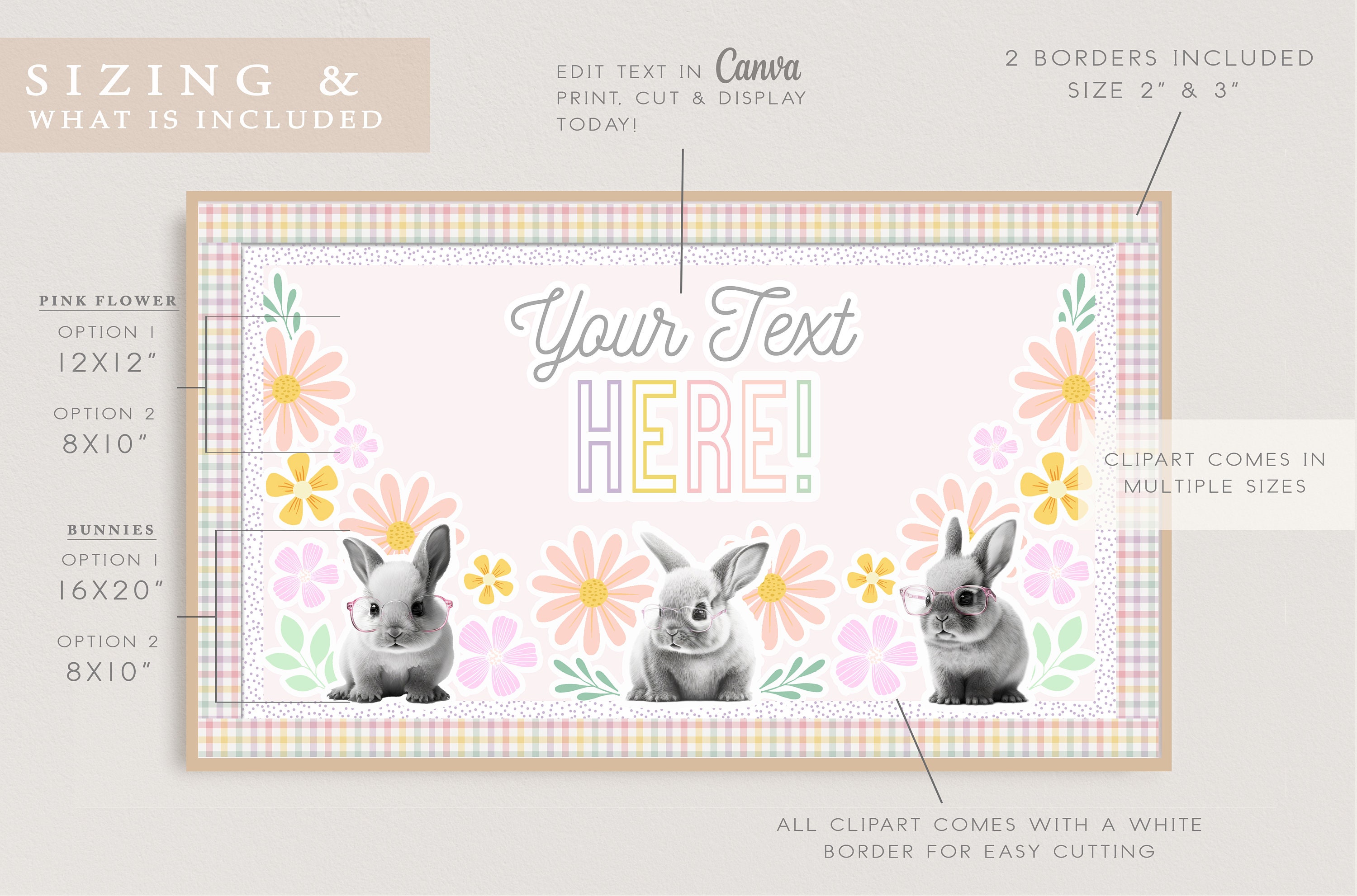 Easter Bunny Bulletin Board Kit Pastel Bulletin Board Kit - Etsy