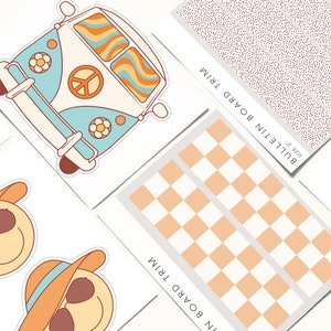 Beach Bulletin Board Kit, Retro Classroom Decor | Peace Out School ...