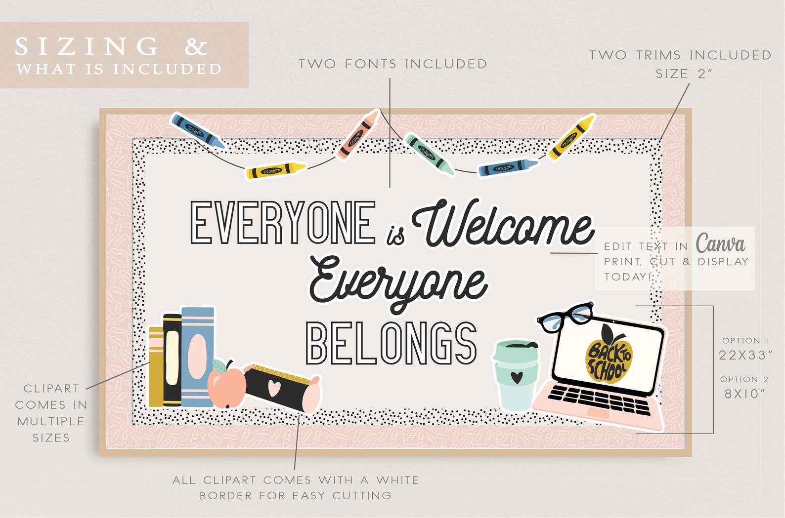 Back to School Bulletin Board Kit Classroom Decor Modern - Etsy