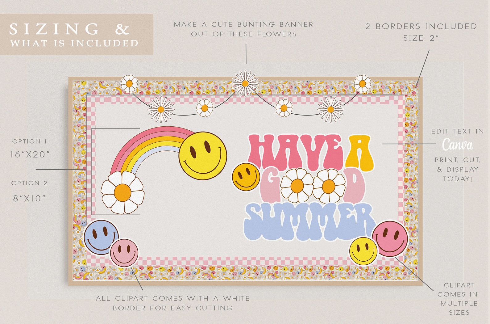 Boho Bulletin Board Kit Retro Classroom Decor Groovy - Etsy