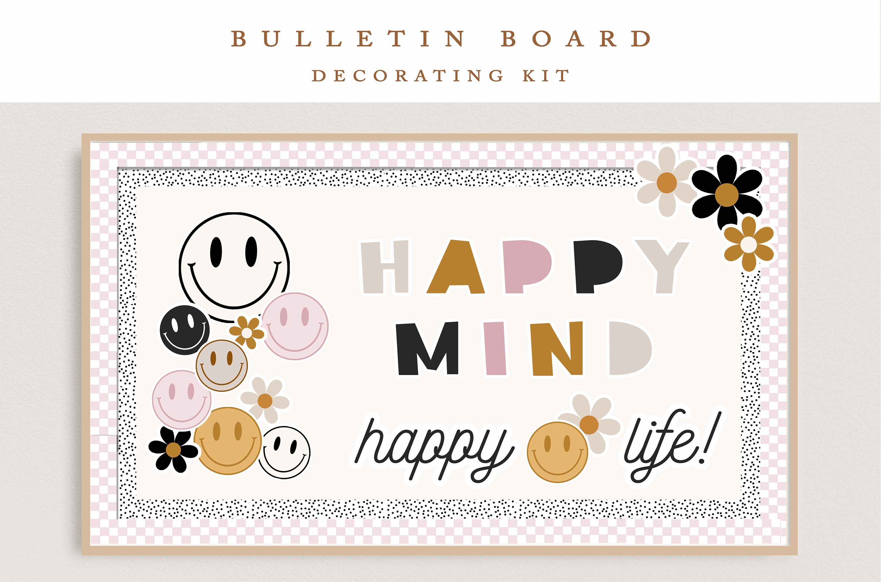 Pink Happy Face Bulletin Board Kit, Smiley Face Classroom Decor Pink ...