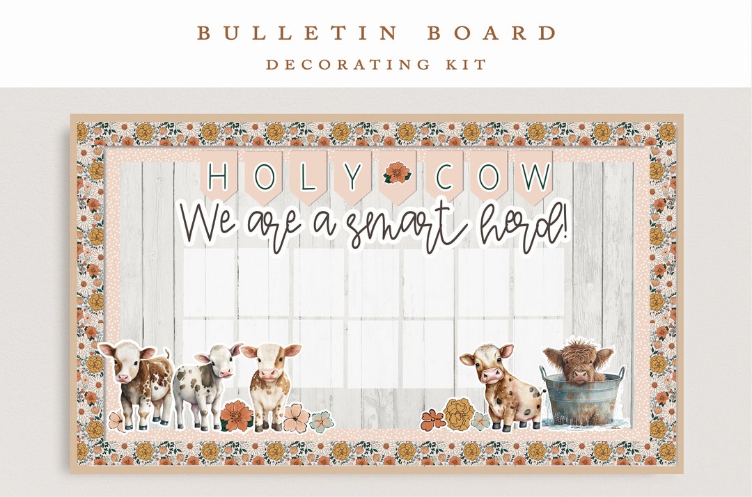 Farm Animals Bulletin Board Kit, Farm Decor | Cows Bulletin Board ...
