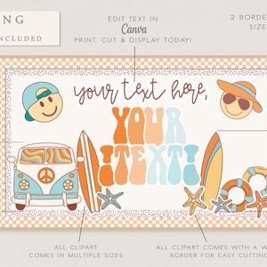 Beach Bulletin Board Kit, Retro Classroom Decor | Peace Out School ...