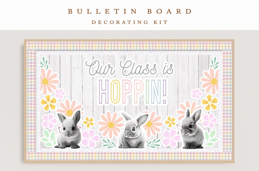 Easter Bunny Bulletin Board Kit, Pastel Bulletin Board Kit | Spring ...