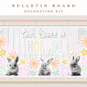 Easter Bunny Bulletin Board Kit, Pastel Bulletin Board Kit | Spring ...