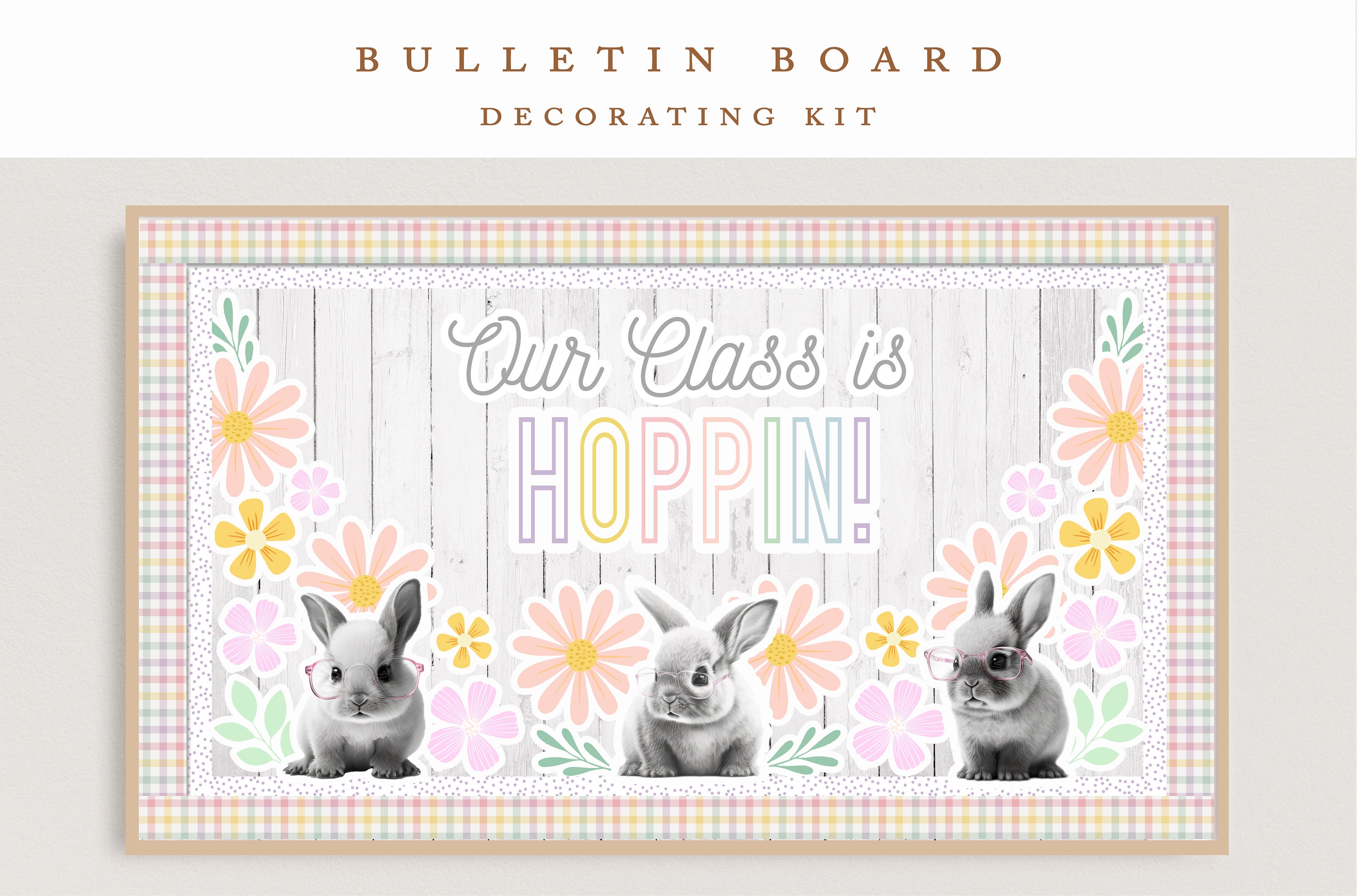 Easter Bunny Bulletin Board Kit Pastel Bulletin Board Kit - Etsy