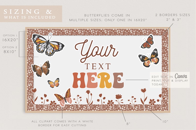 Butterfly Bulletin Board Kit Retro Classroom Decor - Etsy