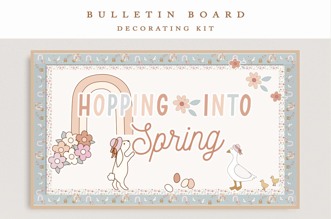 Boho Bulletin Board Kit, Spring Classroom Decor | Easter Bulletin Board ...
