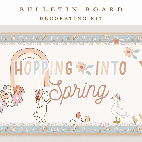 Bunny Bulletin Board Kit Easter Bulletin Board Kit Spring - Etsy