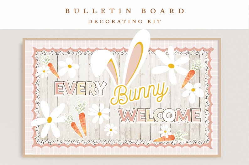 Bunny Bulletin Board Kit Easter Bulletin Board Kit Spring - Etsy