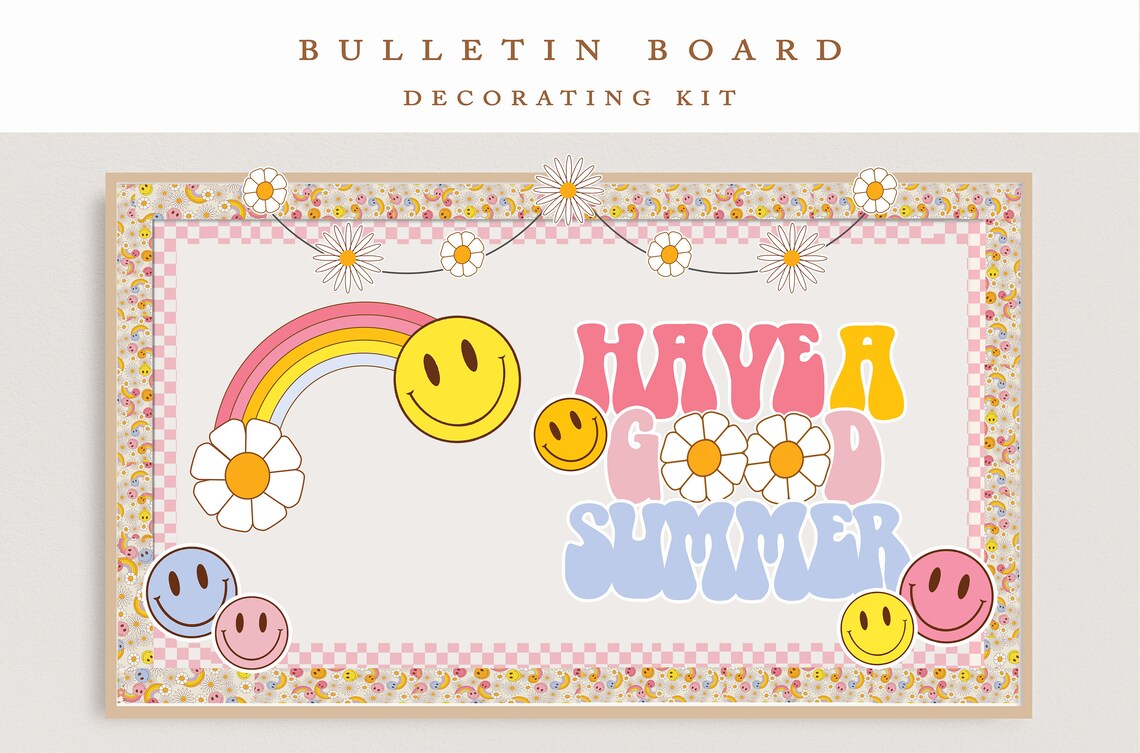 Boho Bulletin Board Kit Retro Classroom Decor Groovy - Etsy