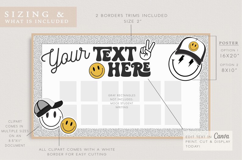 Smiley Face Bulletin Board Kit Smile Classroom Decor Happy - Etsy