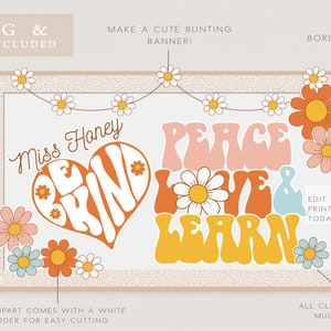 Boho Bulletin Board Kit, Retro Classroom Decor | Love Flowers Classroom ...