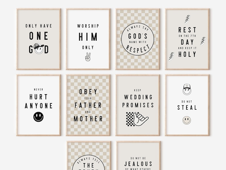 The 10 Commandments Posters God's Rules Christian - Etsy