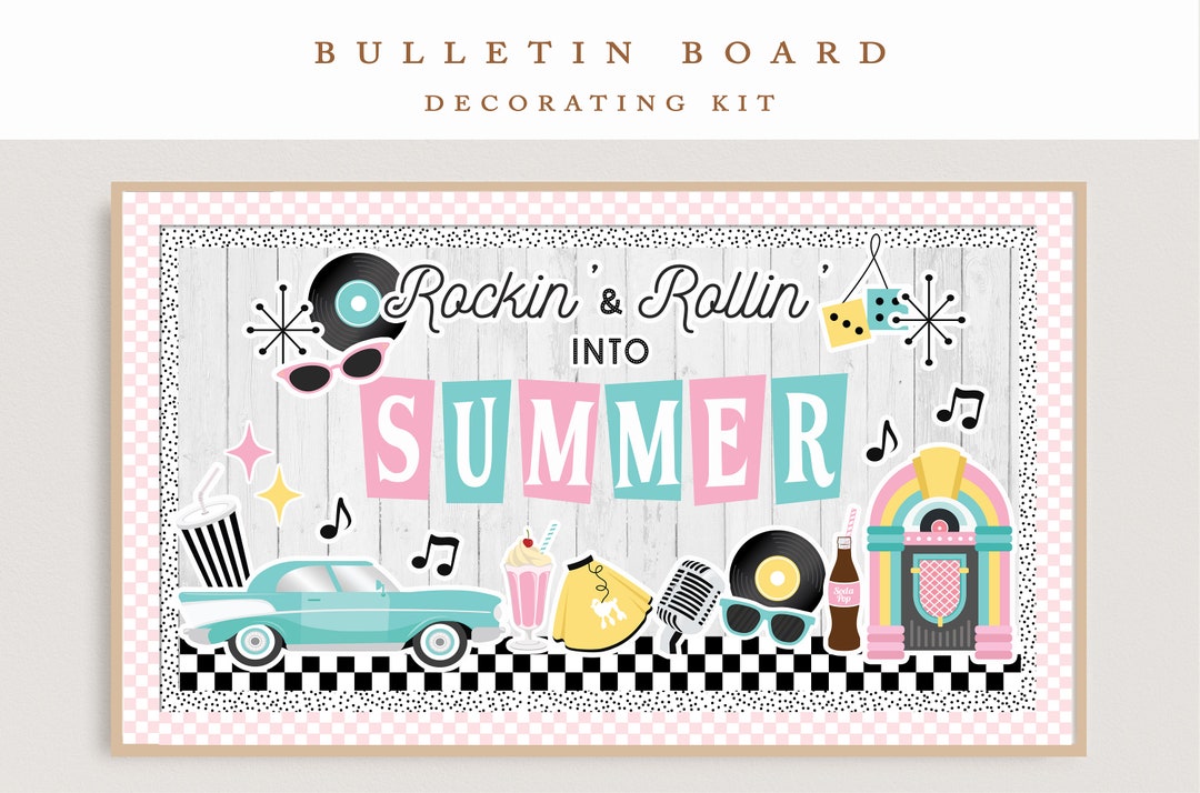 50's Diner Retro Bulletin Board Kit, 50's Decor | Retro Bulletin Board ...