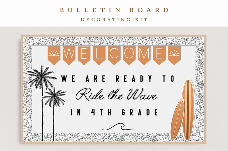 Surf Bulletin Board Kit Boho Surf Classroom Decor - Etsy