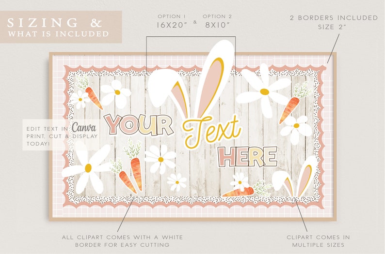 Bunny Bulletin Board Kit Easter Bulletin Board Kit Spring - Etsy