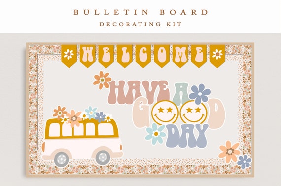 Boho Bulletin Board Kit Retro Classroom Decor Groovy - Etsy