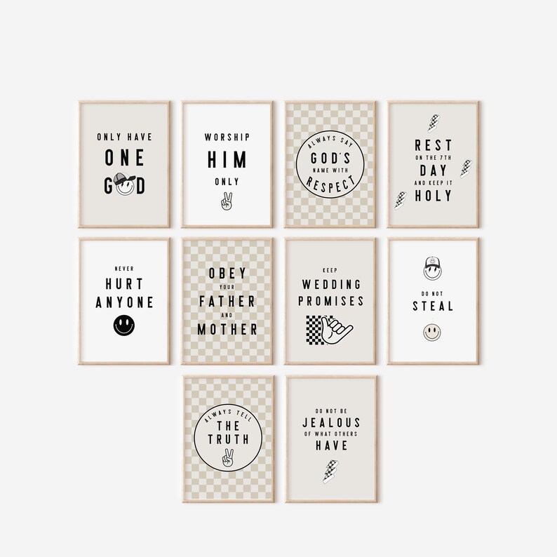 The 10 Commandments Posters God's Rules Christian - Etsy